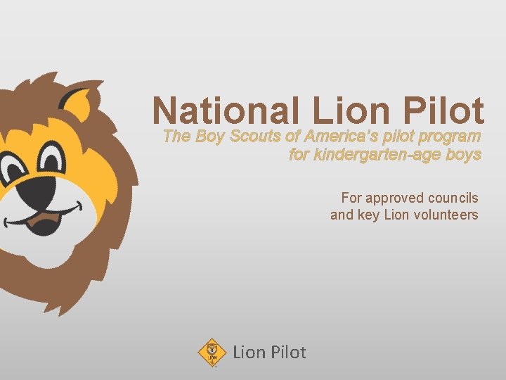 National Lion Pilot The Boy Scouts of Americas