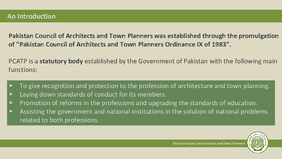 Pakistan Council of Architects and Town Planners Registration