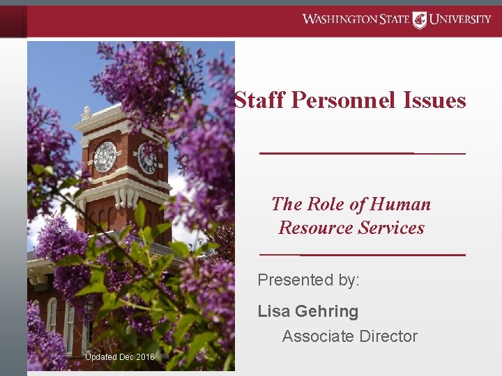 Staff Personnel Issues The Role of Human Resource