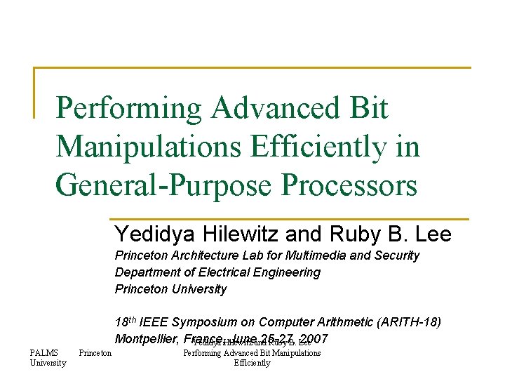 Performing Advanced Bit Manipulations Efficiently in GeneralPurpose ...
