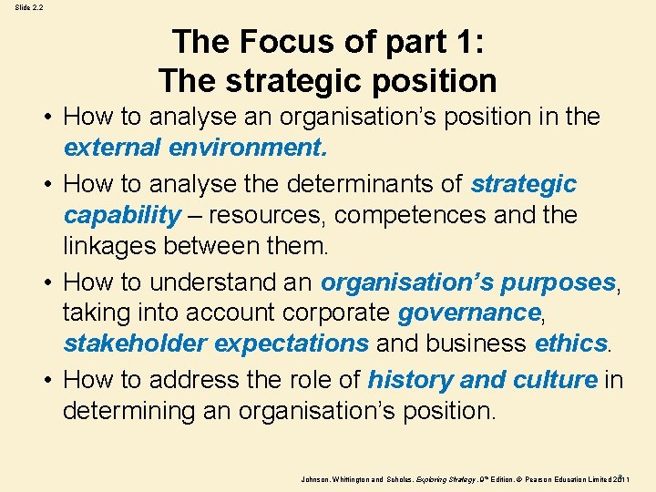 Slide 2 1 Part I The Strategic Position
