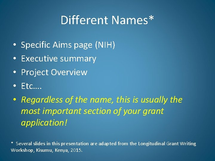 Specific Aims Workshop CFAR Developmental Core Behavioral and