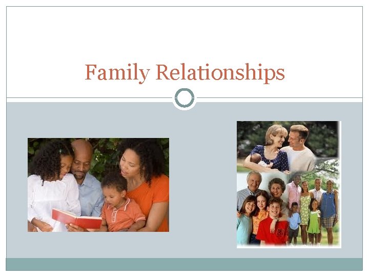 Family Relationships Write down your personal definition of
