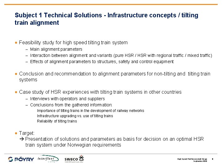 HIGH SPEED RAIL ASSESSMENT NORGE Technical and Safety
