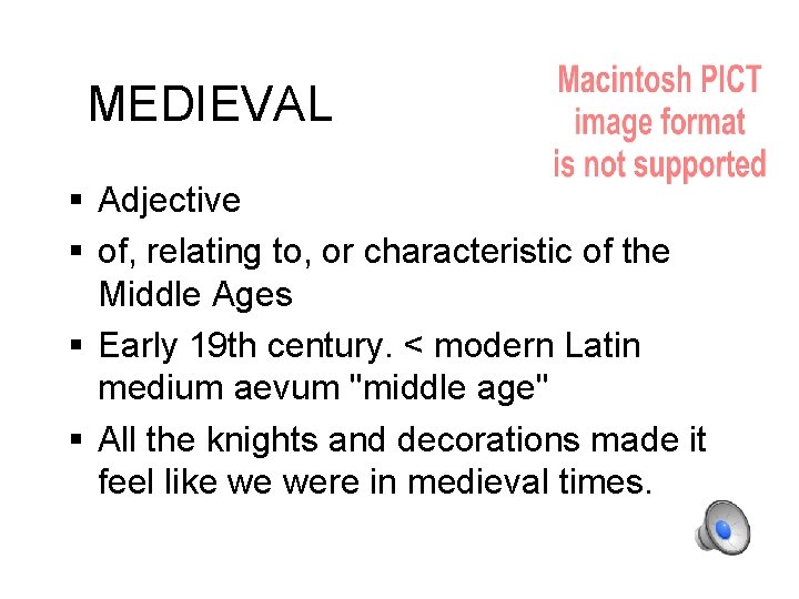 Vocabulary Words for The Castle in the Attic