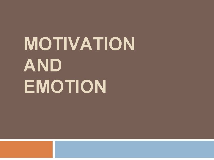 CLASS 19 MOTIVATION AND EMOTION Whats the difference