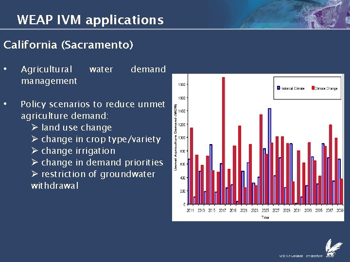 Hydrological impact modelling the STREAM and WEAP models