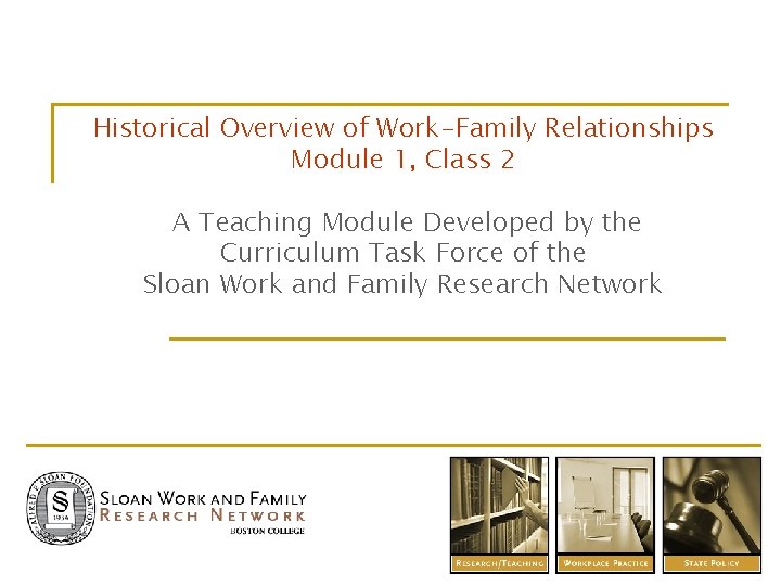 Historical Overview of WorkFamily Relationships Module 1 Class