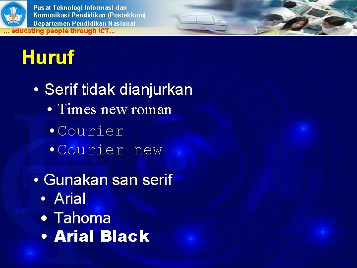 Pusat Teknologi Informasi dan Komunikasi Pendidikan Pustekkom Departemen