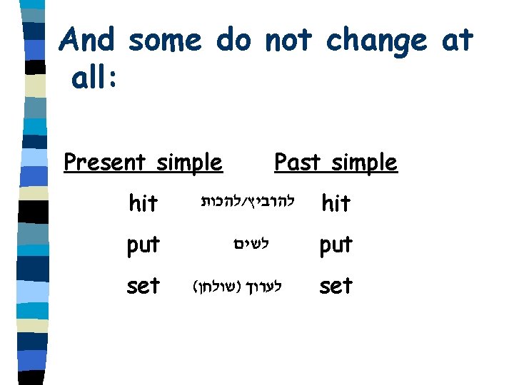 The Past Simple The Past Simple n The