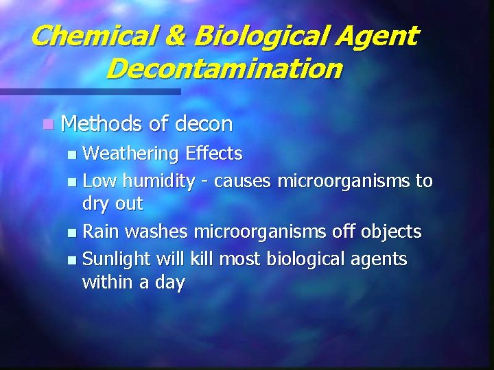 CWBW Shipboard Decon Procedures and Collective Protective System