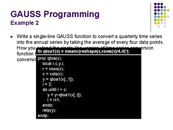 Spatial Econometric Analysis Using GAUSS 2 KuanPin Lin