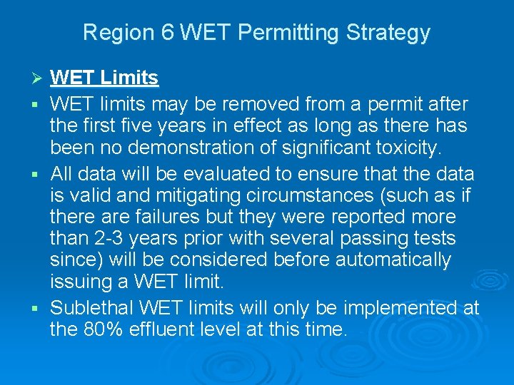 Whole Effluent Toxicity WET Testing Water Quality Standards