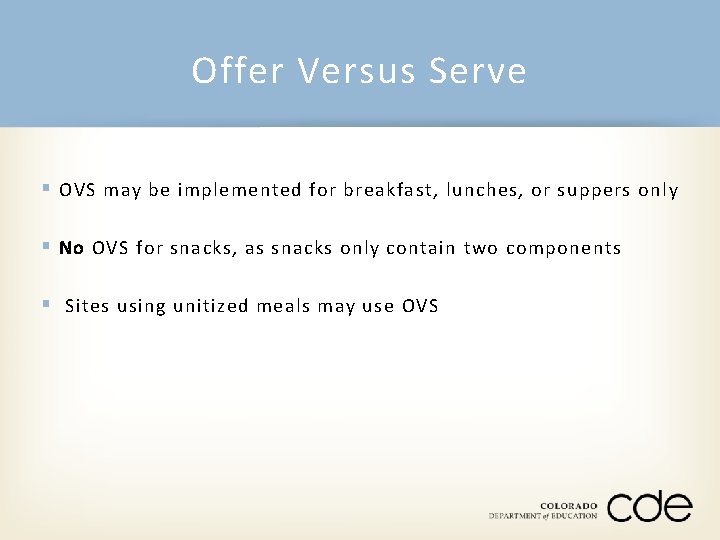 Food Safety Menu Planning Office of School Nutrition