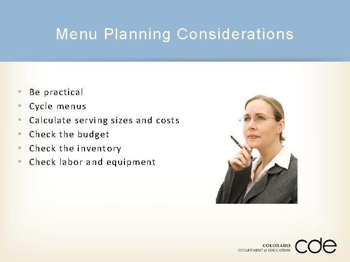 Food Safety Menu Planning Office of School Nutrition