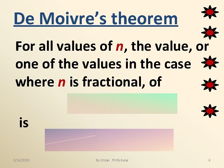 De Moivres Theorem simple applications 9162020 By Chtan
