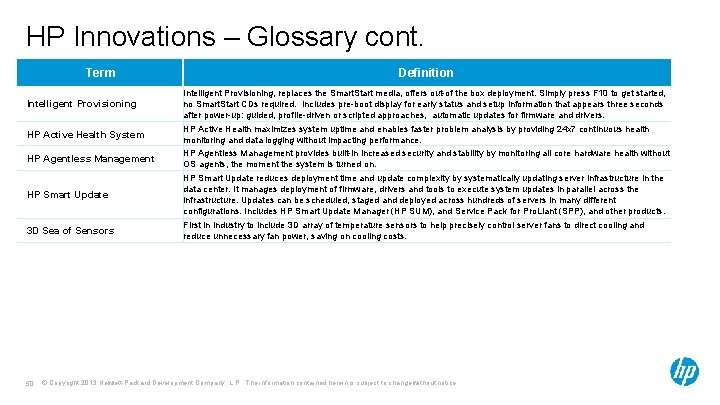 HP Pro Liant eSeries and pSeries Defined September