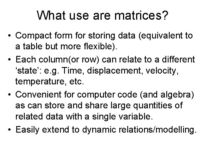 Matrices and MATLAB Dr Viktor Fedun Automatic Control