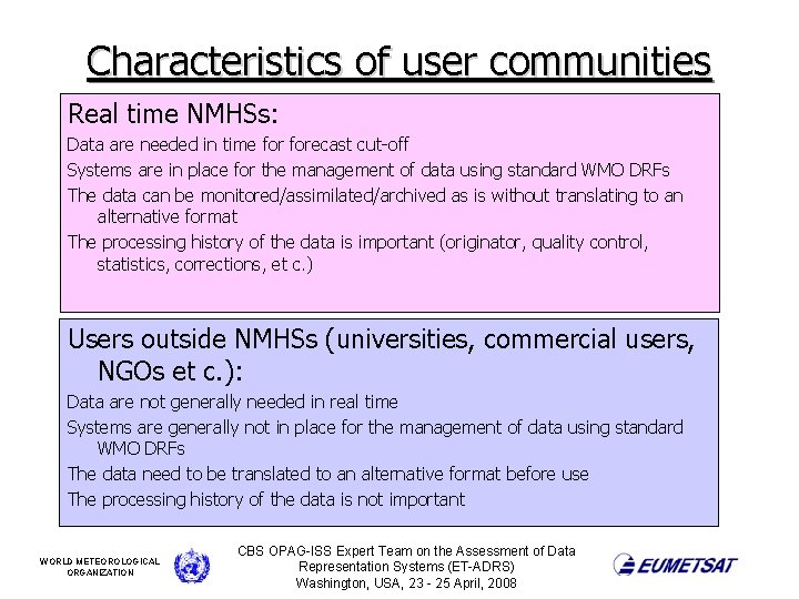 BUFR CREX and GRIB WMOs Table Driven Data