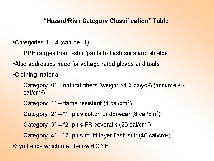 OVERVIEW OF NFPA 70 E 2004 Edition Standards