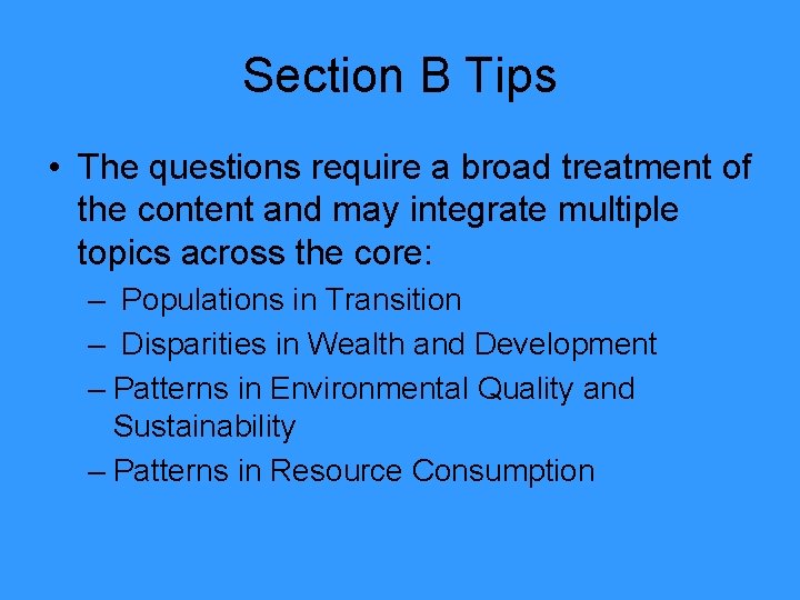 Review IB Geo Paper 1 IB Geography I