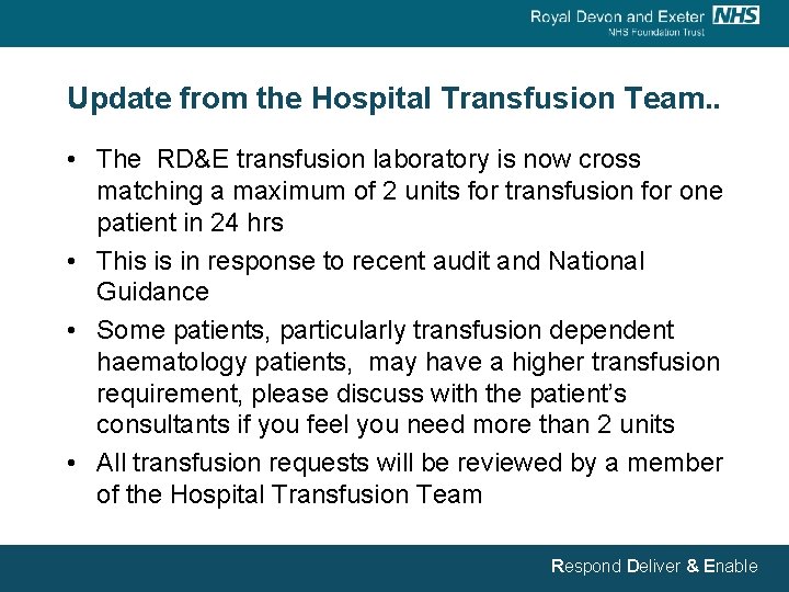 Blood Transfusion Update for General Practice Hospital Transfusion