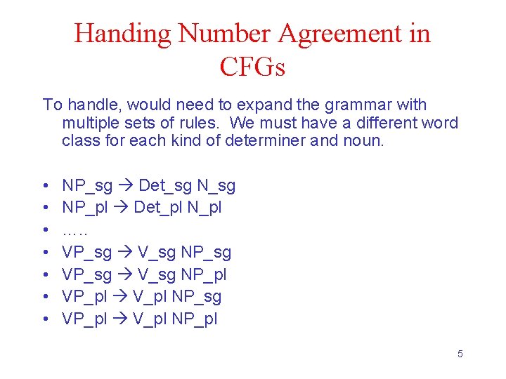 Features and Unification Chapter 15 Lecture 10 October
