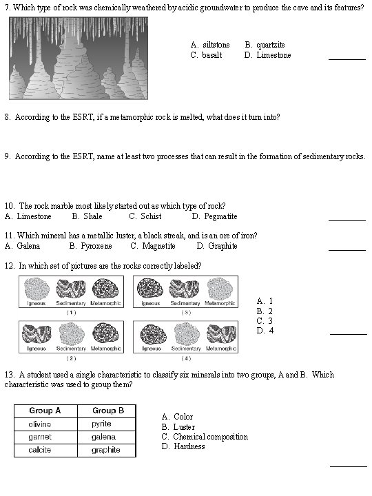 TEST THE FOURTH Rocks Minerals and The Rock