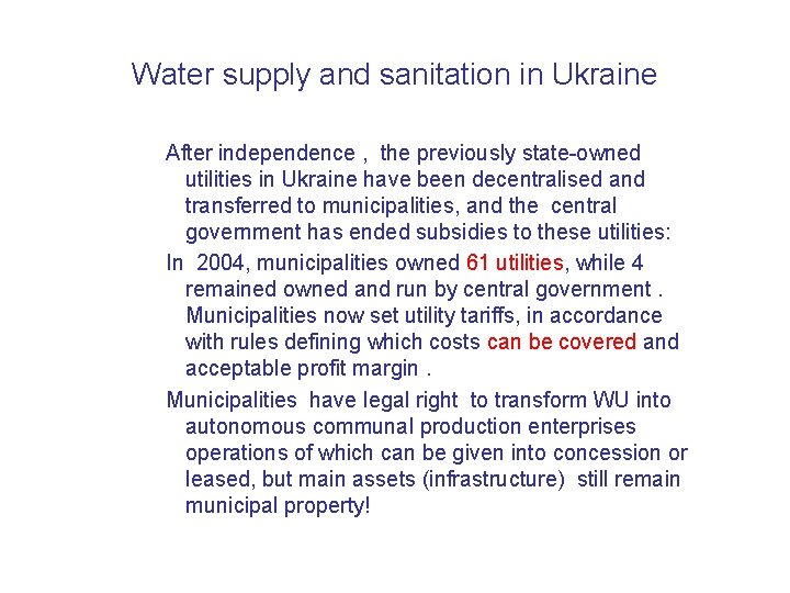 Water supply and sanitation in Ukraine Some history