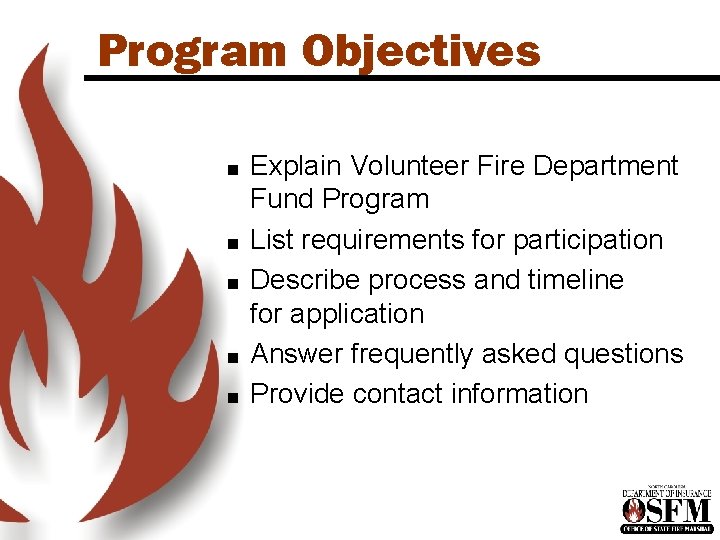 North Carolina Chief 101 Volunteer Fire Department Fund