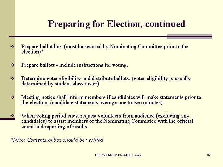 PAPTA Nominations and Elections Nominations Process Responsibilities of