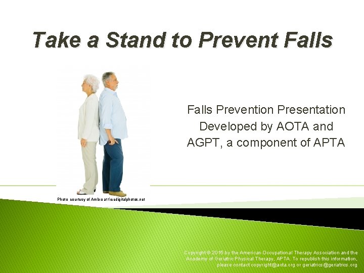 Take a Stand to Prevent Falls Prevention Presentation
