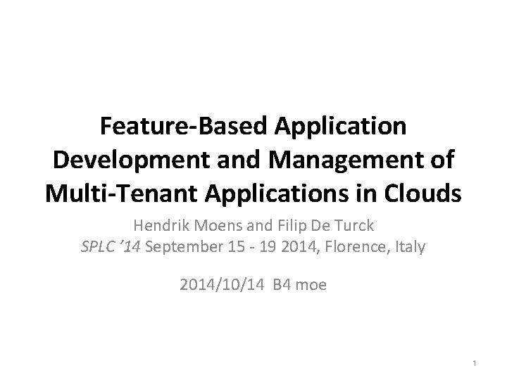 FeatureBased Application Development and Management of MultiTenant ...