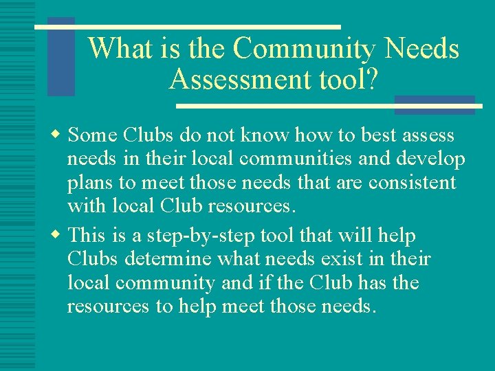 How to Use the Community Needs Assessment Tool