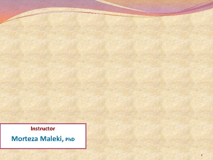 Instructor Morteza Maleki Ph D 1 Preview Research