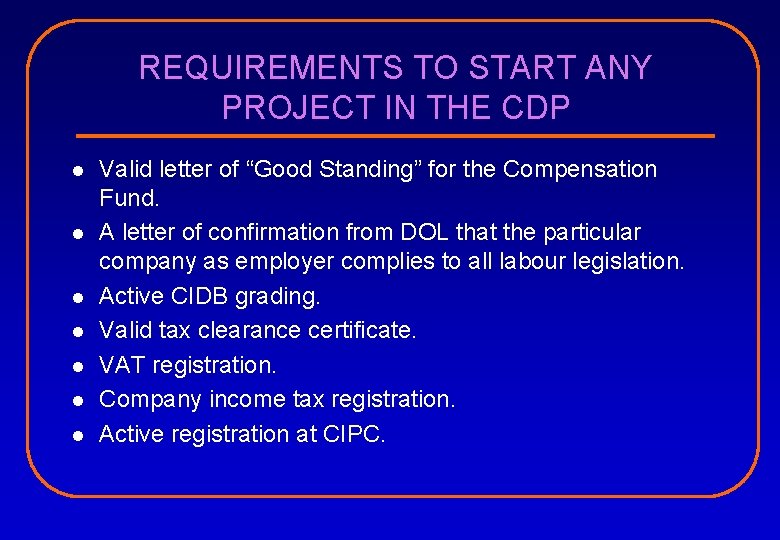 CONTRACTOR DEVELOPMENT IN THE DPRT IMPLEMENTATION PLAN BACKGROUND