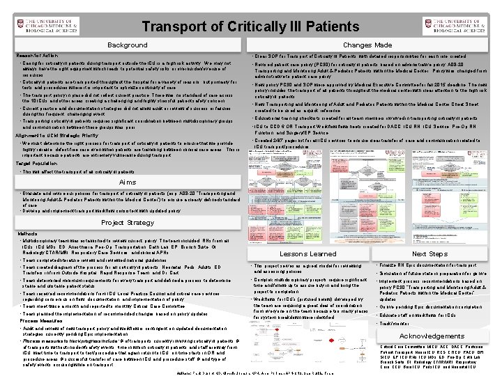 Transport of Critically Ill Patients Background Changes Made