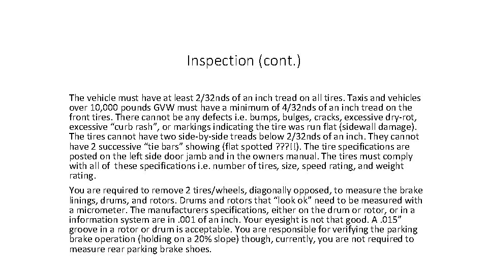 Pennsylvania Safety Inspection Course Baseline and Category One