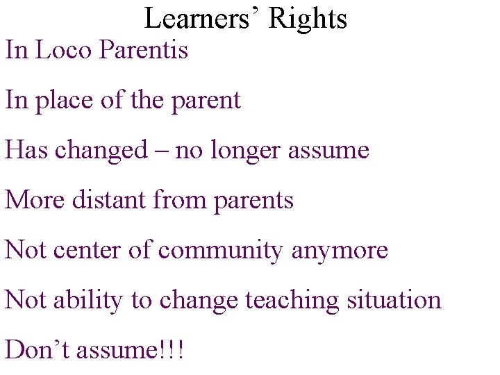 Chapter 6 Learners Rights Responsibilities Learners Responsibilities ...