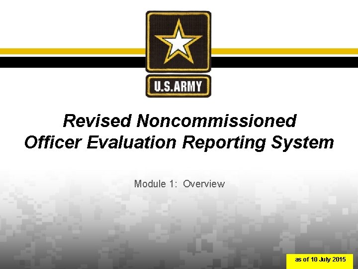 Revised Noncommissioned Officer Evaluation Reporting System Module 1