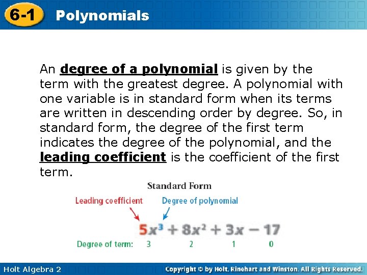 6 1 Polynomials Warm Up Lesson Presentation Lesson