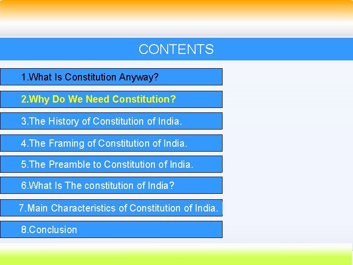INDIAN CONSTITUTION CONTENTS 1 What Is Constitution 2