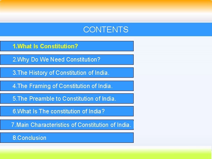 INDIAN CONSTITUTION CONTENTS 1 What Is Constitution 2
