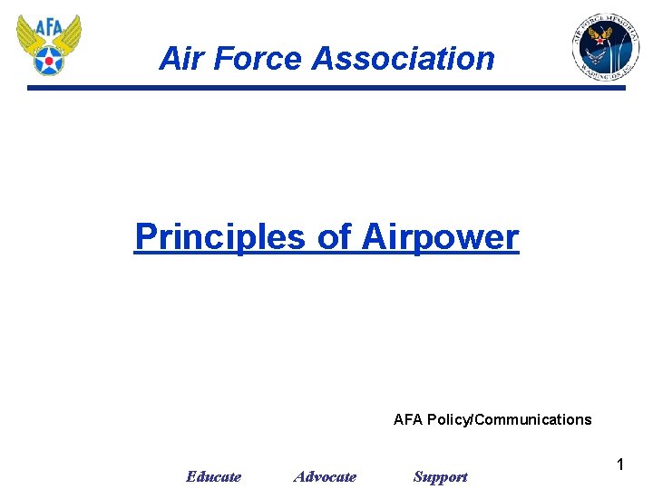 Air Force Association Principles of Airpower AFA PolicyCommunications
