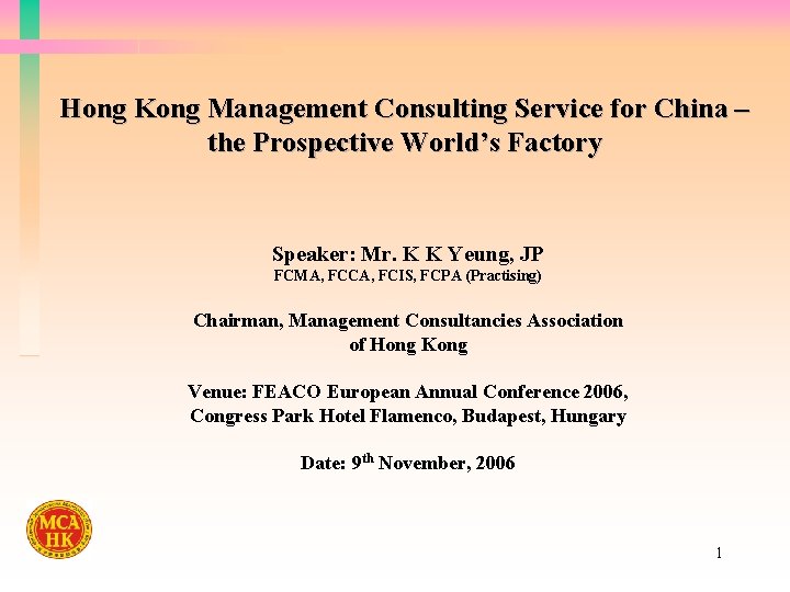 Hong Kong Management Consulting Service for China the