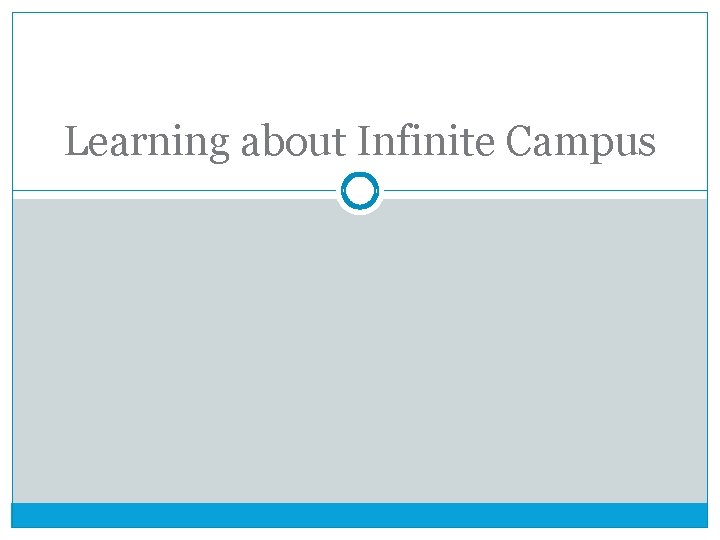 Learning about Infinite Campus Day One BASIC TOOLS