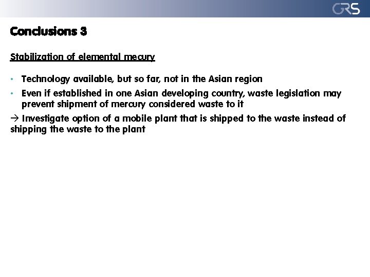 Storage and disposal of mercury and mercury waste