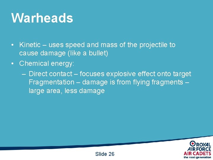 MAS Lesson 1 Military Aircraft Systems Weapon Types