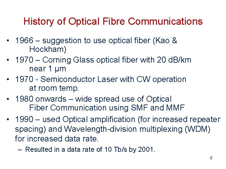 Optical Fibre communication Overview Brief introduction to Optical