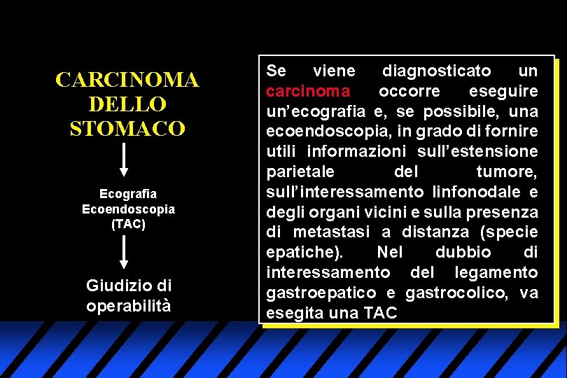 CARCINOMA DELLO STOMACO Non vi una sintomatologia DISTURBI